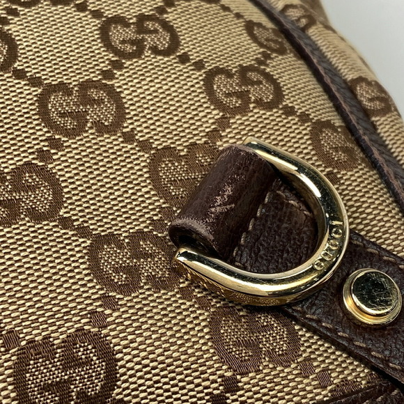 Gucci | Bags | Gucci Tan Gg Pattern Canvas Brown Bag Tote Gg Abby ...